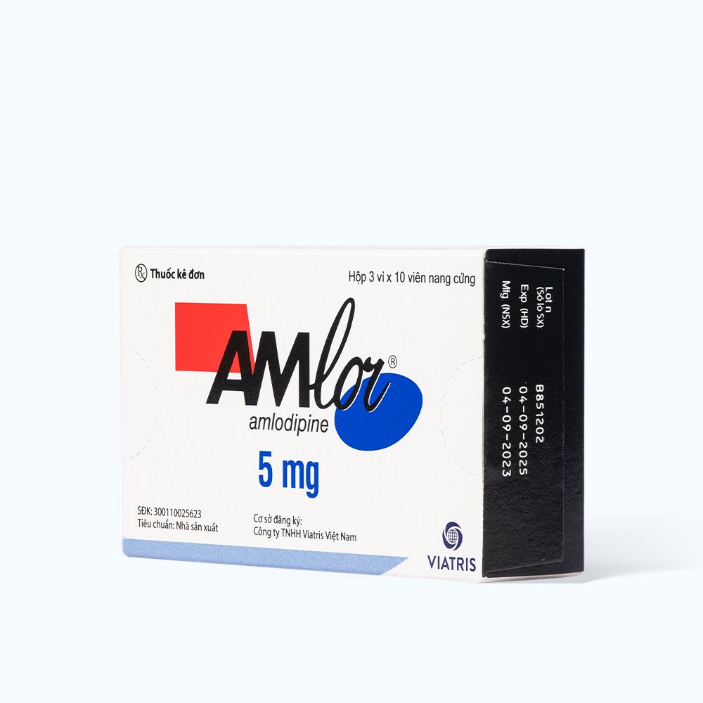 Viên nang Amlor Cap 5mg điều trị tăng huyết áp, đau thắt ngực (3 vỉ x ...