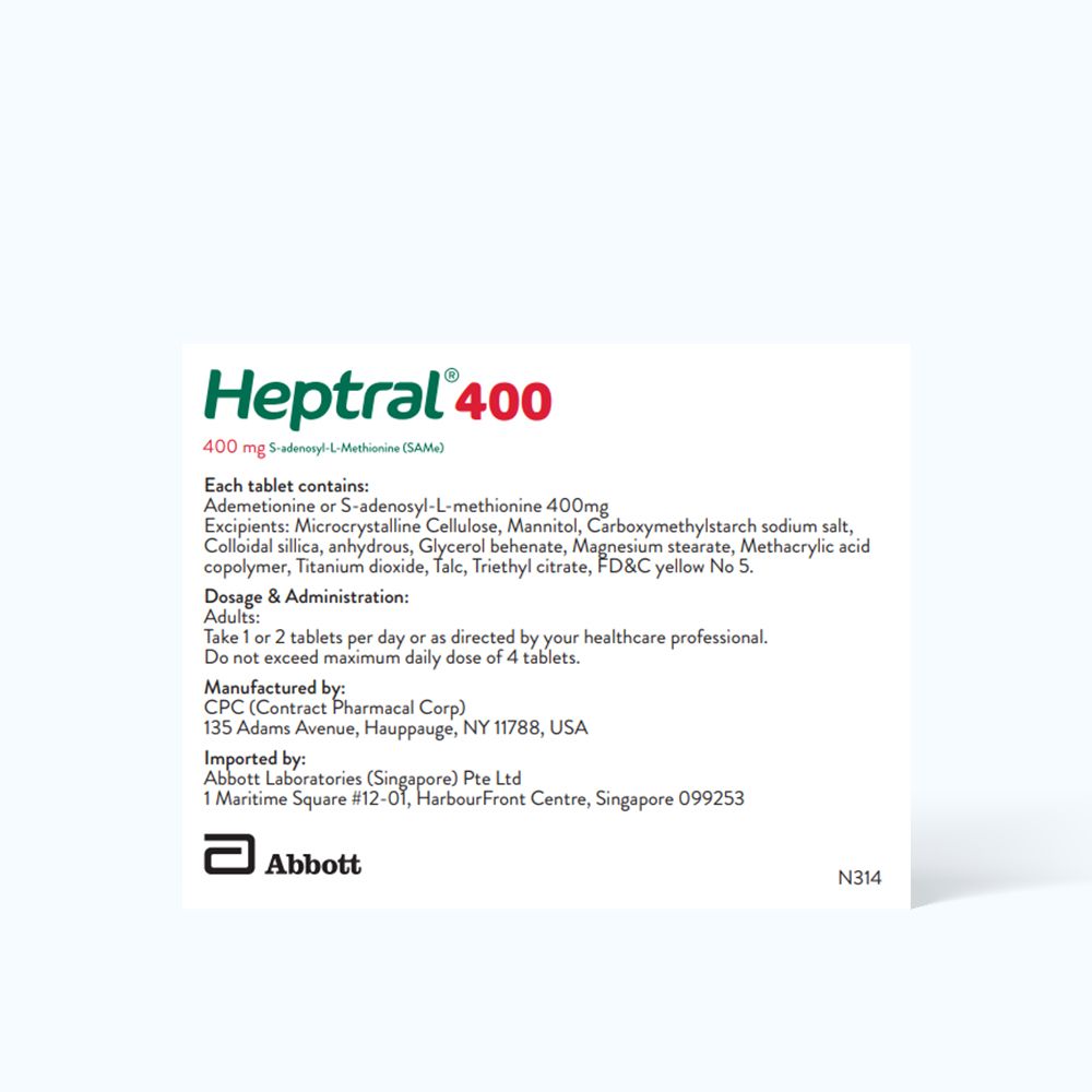 Viên uống Abbott Heptral 400 hỗ trợ chức năng gan (Hộp 30 viên)