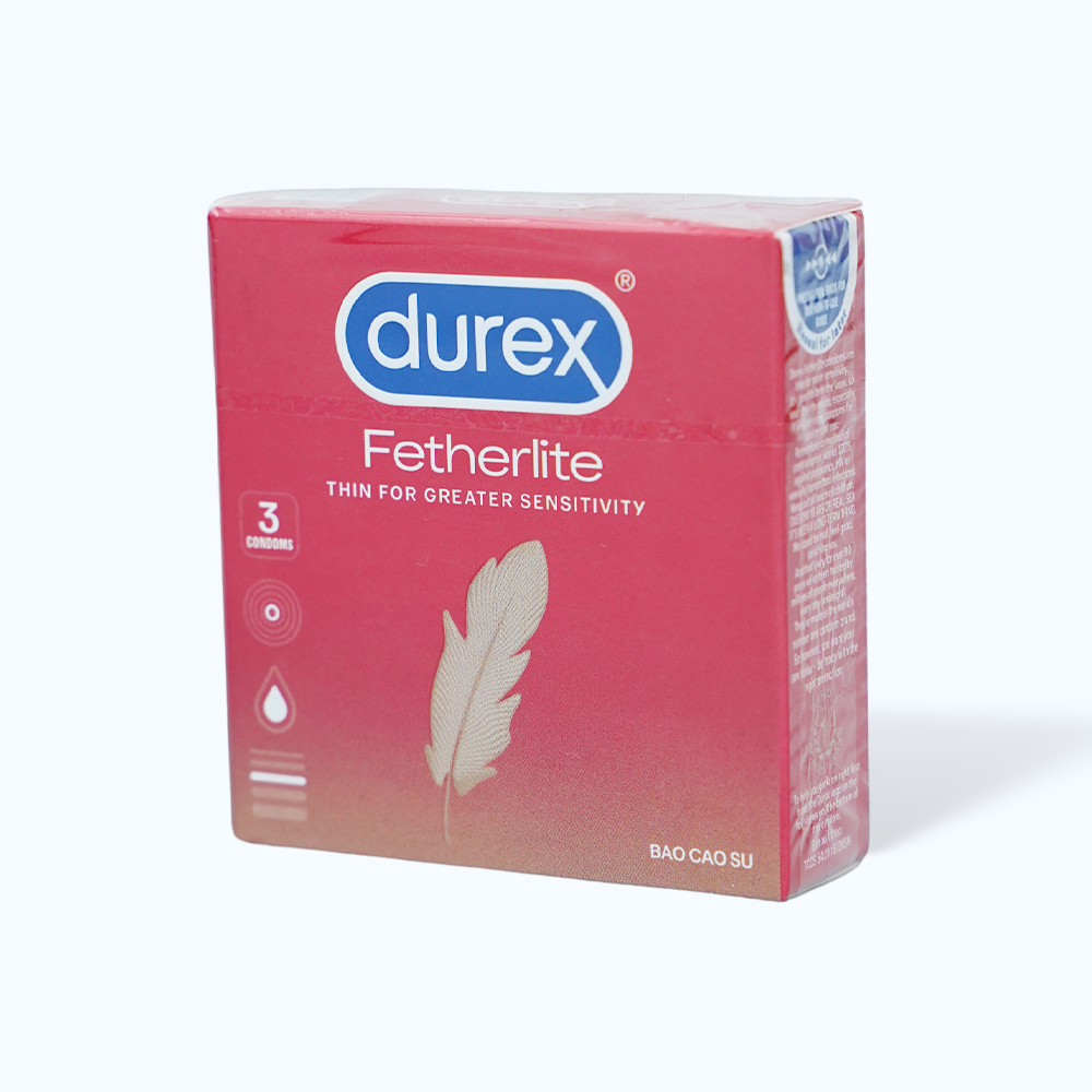 Bao cao su DUREX Fetherlite vừa vặn, độ bảo vệ cao (hộp 3 cái)