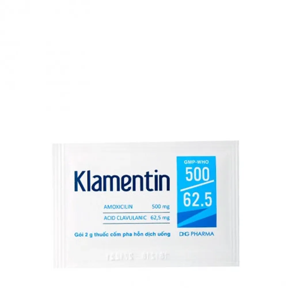 Thuốc cốm pha hỗn dịch uống Klamentin 500mg điều trị nhiễm khuẩn hô hấp ...