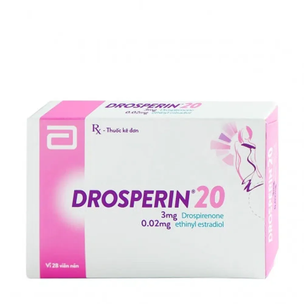 Viên nén Drosperin 3mg/0,02mg thuốc tránh thai hàng ngày (1 vỉ x 28 viên)