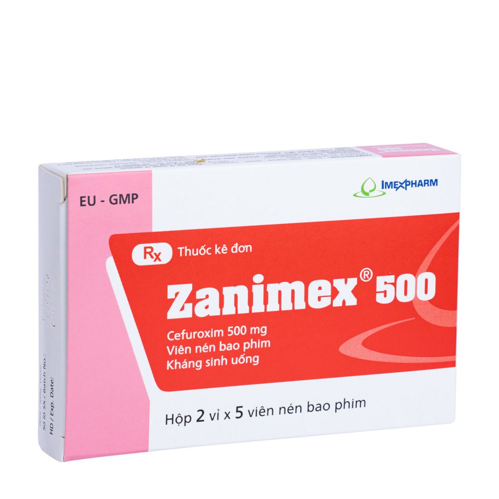 Viên nén Zanimex 500mg kháng sinh điều trị nhiễm khuẩn (2 vỉ x 5 viên)