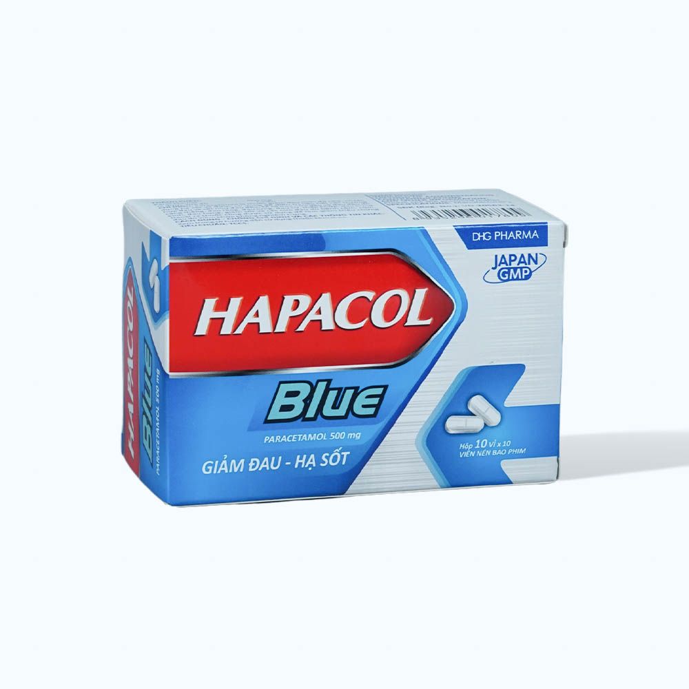 Viên nén Hapacol Blue 500mg giảm đau, hạ sốt (10 vỉ X 10 viên)