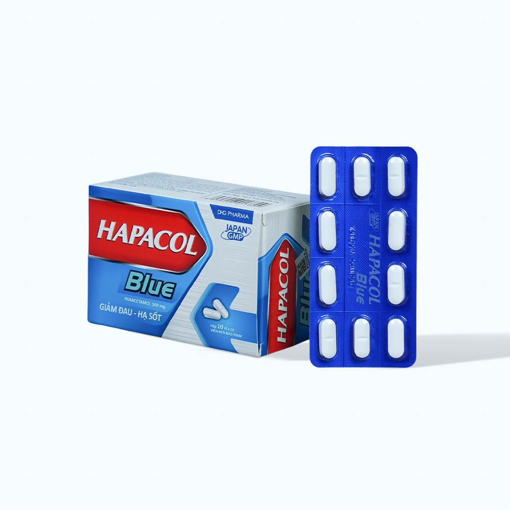 Viên nén Hapacol Blue 500mg giảm đau, hạ sốt (10 vỉ X 10 viên)