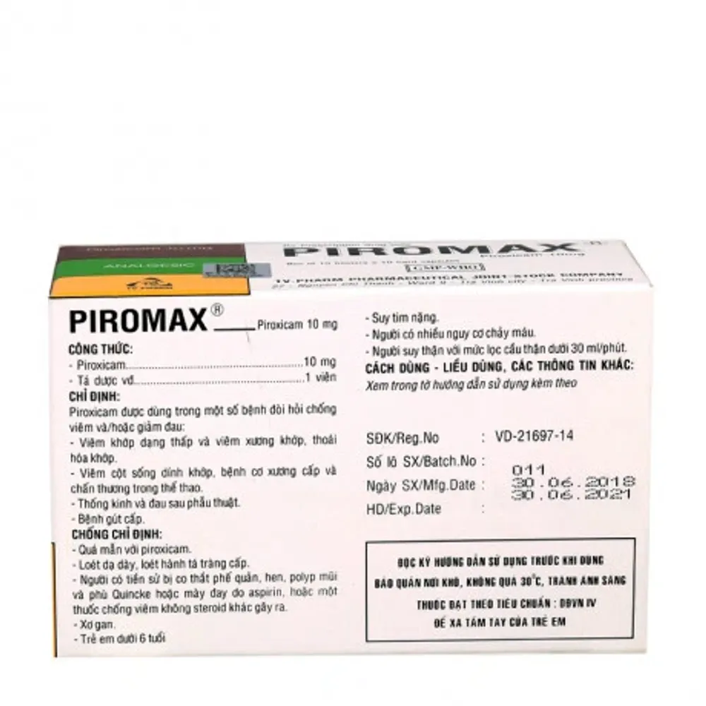 Viên nang Piromax 10mg kháng viêm, giảm đau xương khớp, viêm khớp dạng ...