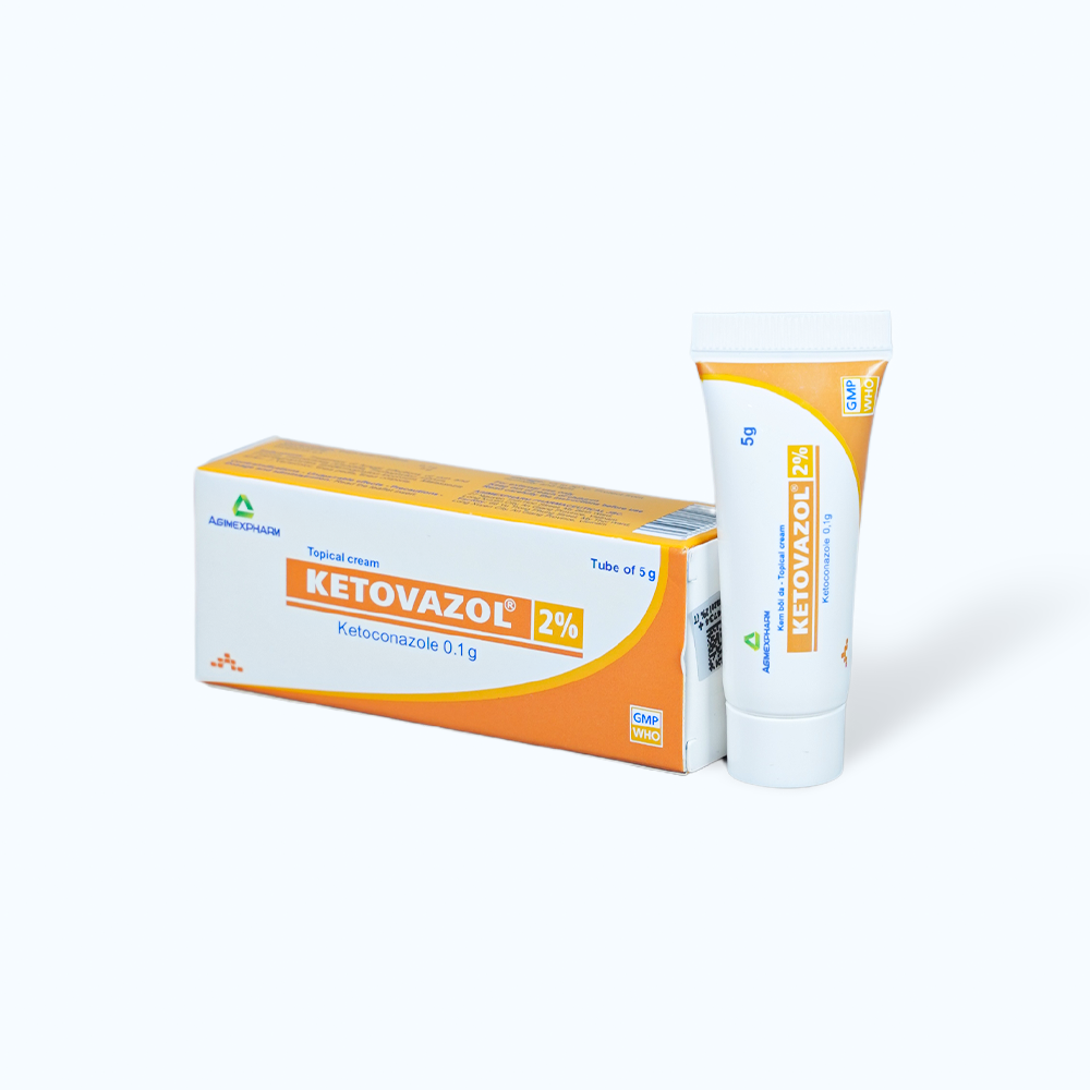 Thuốc dùng ngoài Ketovazol 2% điều trị nhiễm nấm ngoài da (tuýp 5g)