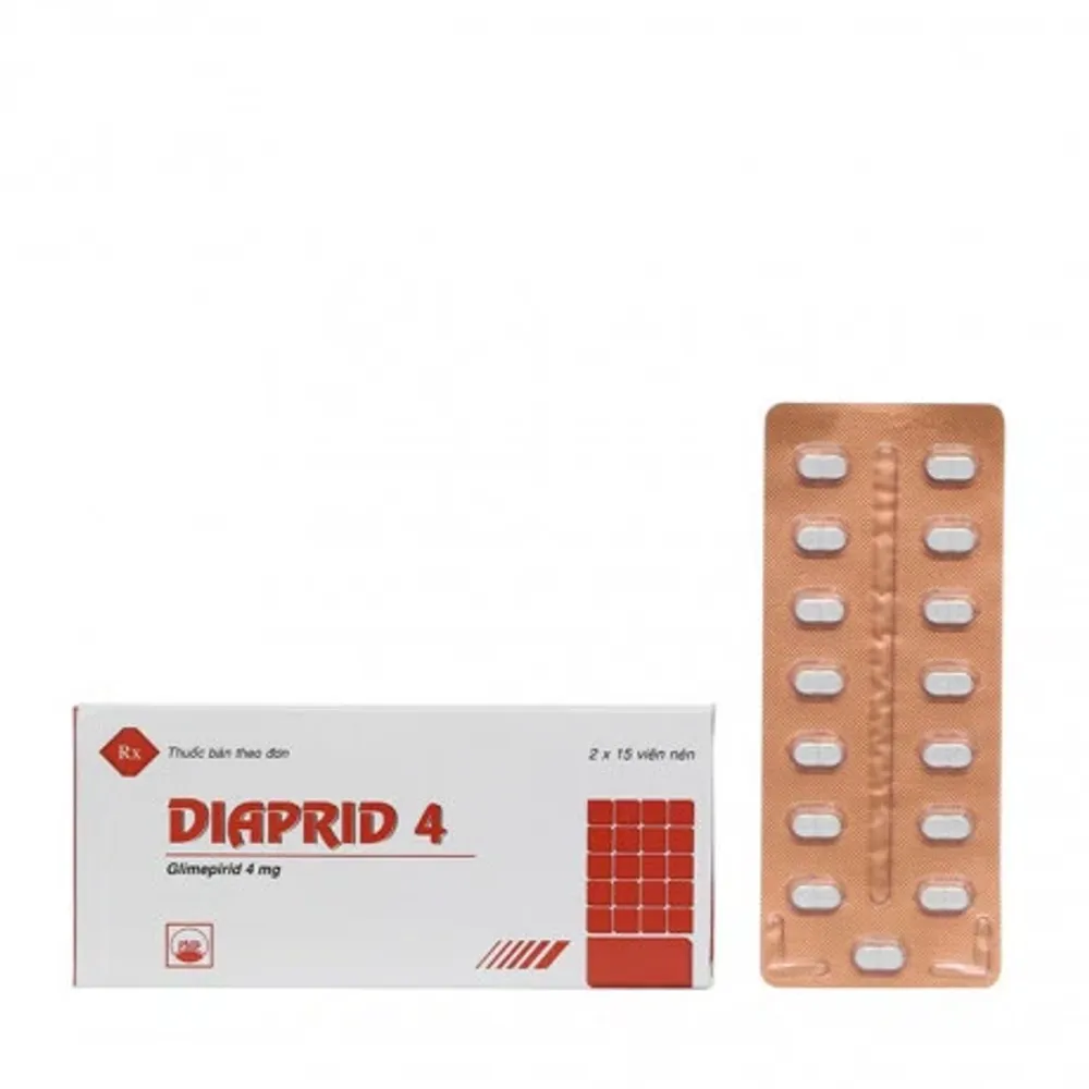 Viên nén Diaprid 4mg điều trị đái tháo đường không phụ thuộc insulin ...