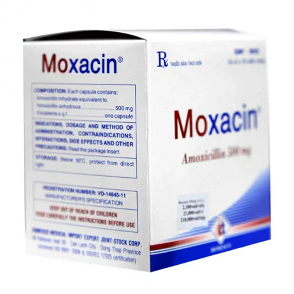 Viên nang Moxacin 500mg điều trị nhiễm khuẩn (10 vỉ x 10 viên)