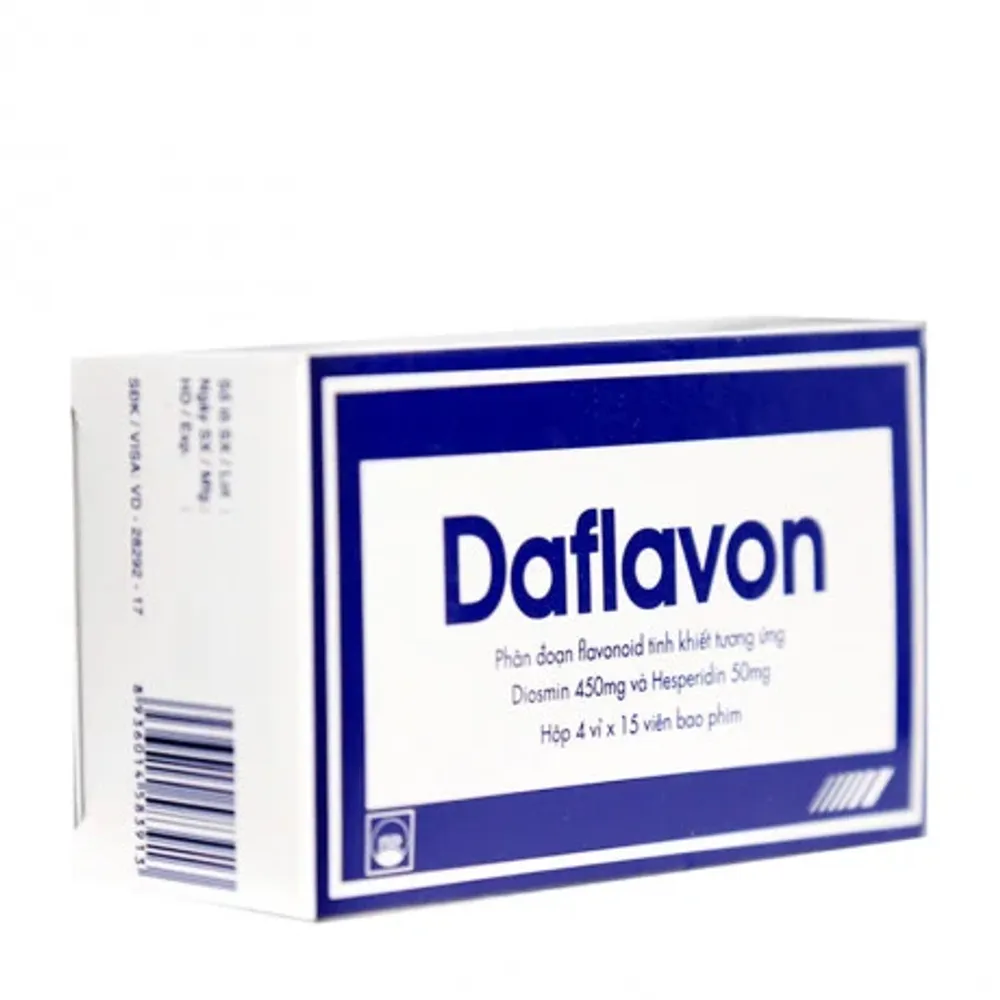 Viên nén Daflavon 450mg/50mg điều trị suy tĩnh mạch, trĩ cấp tính (4 vỉ ...