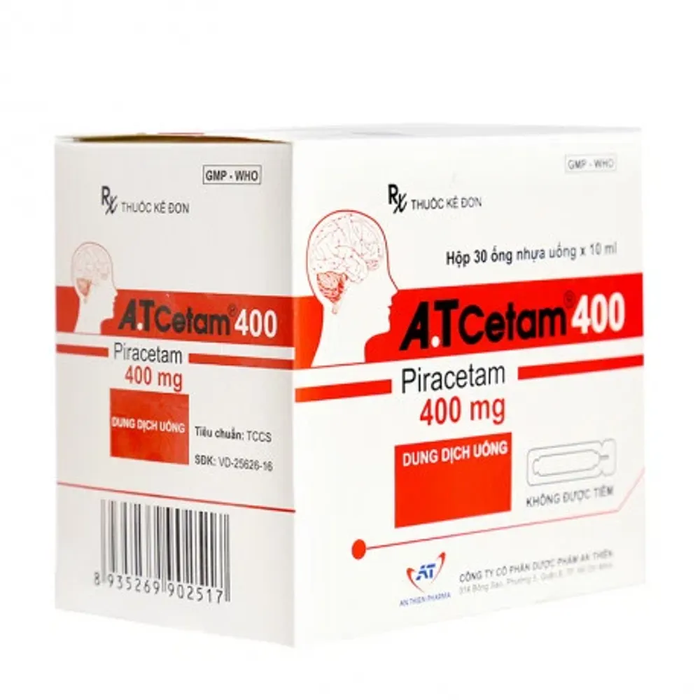 Dung dịch uống A.T Cetam 400mg điều trị chóng mặt, thiếu máu não, rung ...