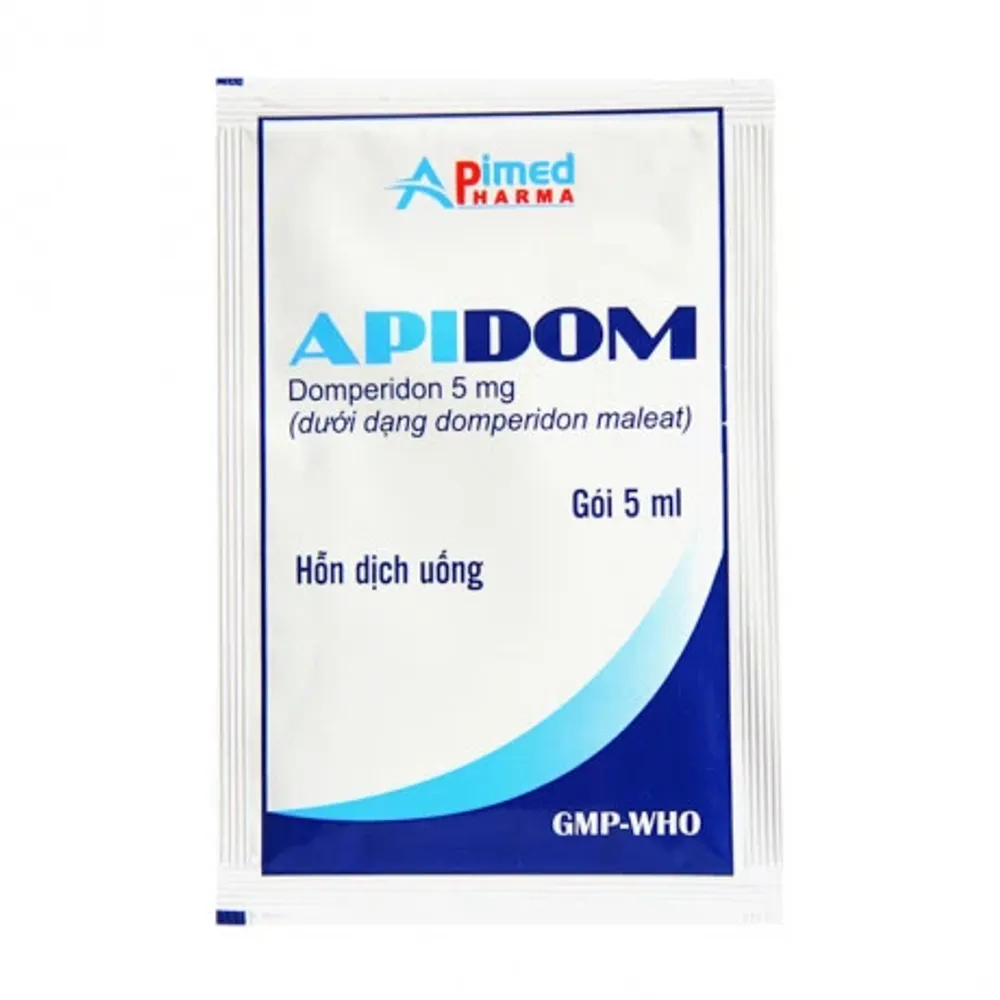 Hỗn dịch uống Apidom 5ml điều trị chứng nôn và buồn nôn, nấc cụt, ăn không tiêu (30 gói x 5ml)