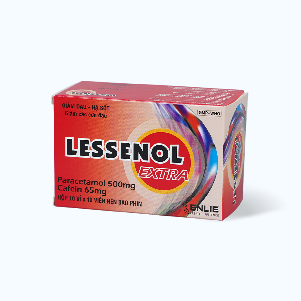 Viên nén Lessenol Extra điều trị triệu chứng cảm cúm: đau đầu, sốt, đau ...