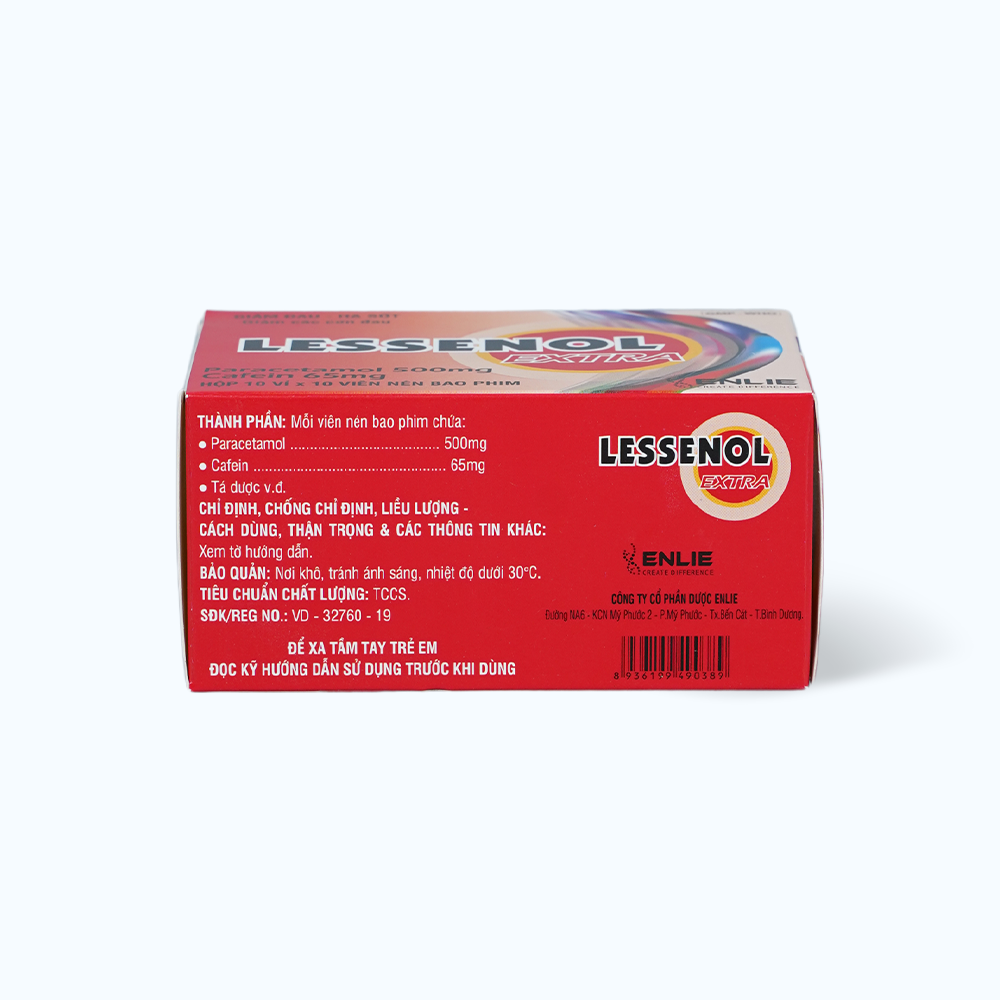 Viên nén Lessenol Extra điều trị triệu chứng cảm cúm: đau đầu, sốt, đau ...