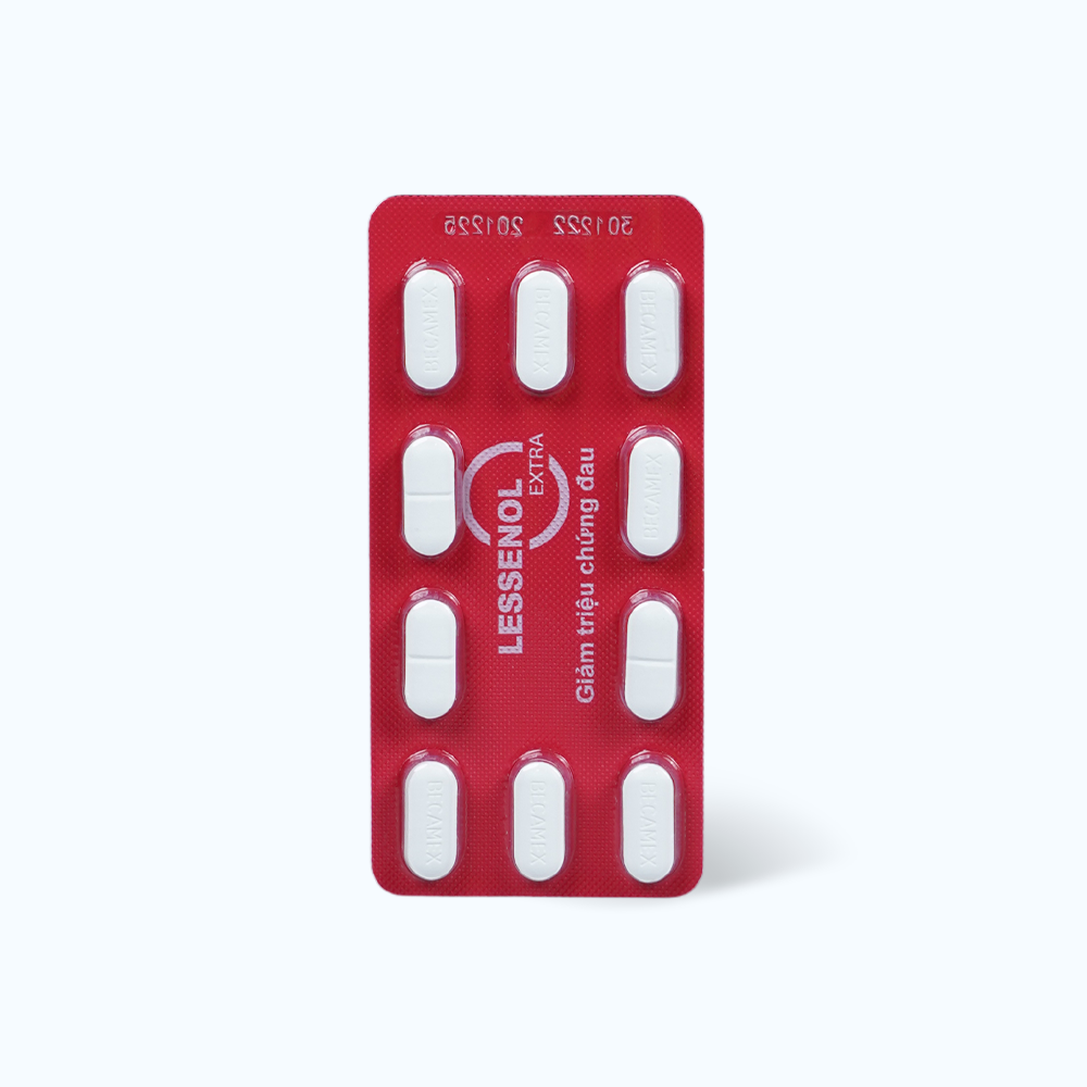 Viên nén Lessenol Extra điều trị triệu chứng cảm cúm: đau đầu, sốt, đau ...