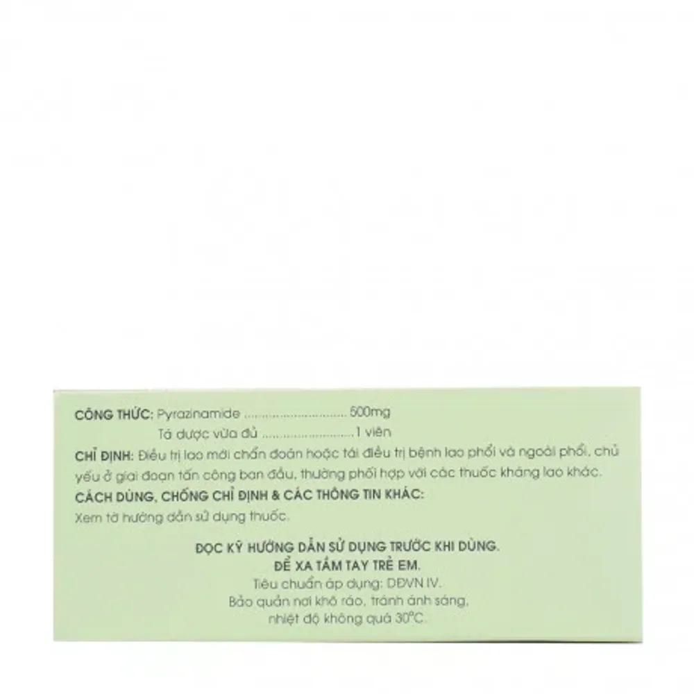 Viên nén Pyrazinamide 500mg Mekophar điều trị bệnh lao phổi (10 vỉ x 10 ...