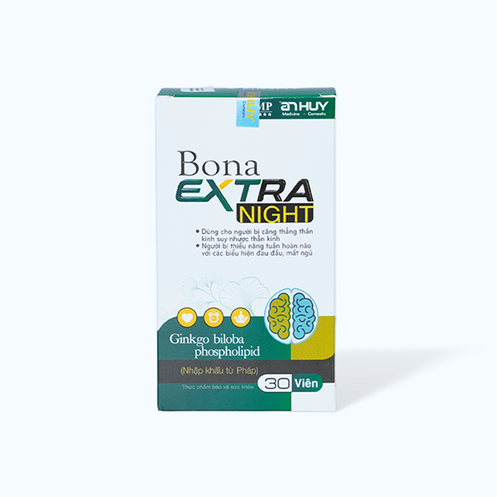 Viên uống An Huy Bona Extra Night hỗ trợ tuần hoàn máu não (Hộp 30 viên)