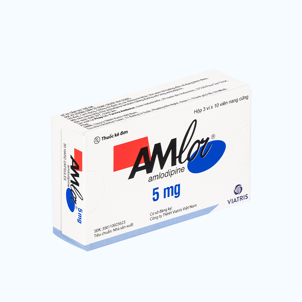 Thuốc Amlor Cap 5mg điều trị tăng huyết áp và đau thắt ngực (3 vỉ x 10 ...