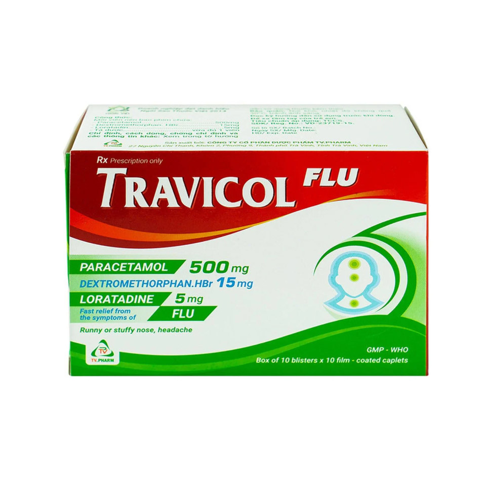 Viên nén Travicol Flu trị các triệu chứng ho cảm thông thường (10 vỉ x ...