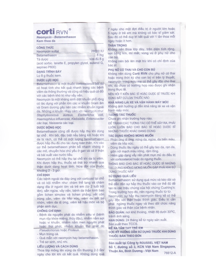 Thuốc dùng ngoài Corti Rvn Roussel trị viêm da đáp ứng với ...