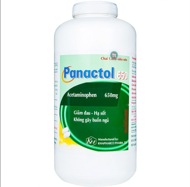 Viên nén Panactol 650mg hạ sốt, giảm đau (chai 1000 viên)