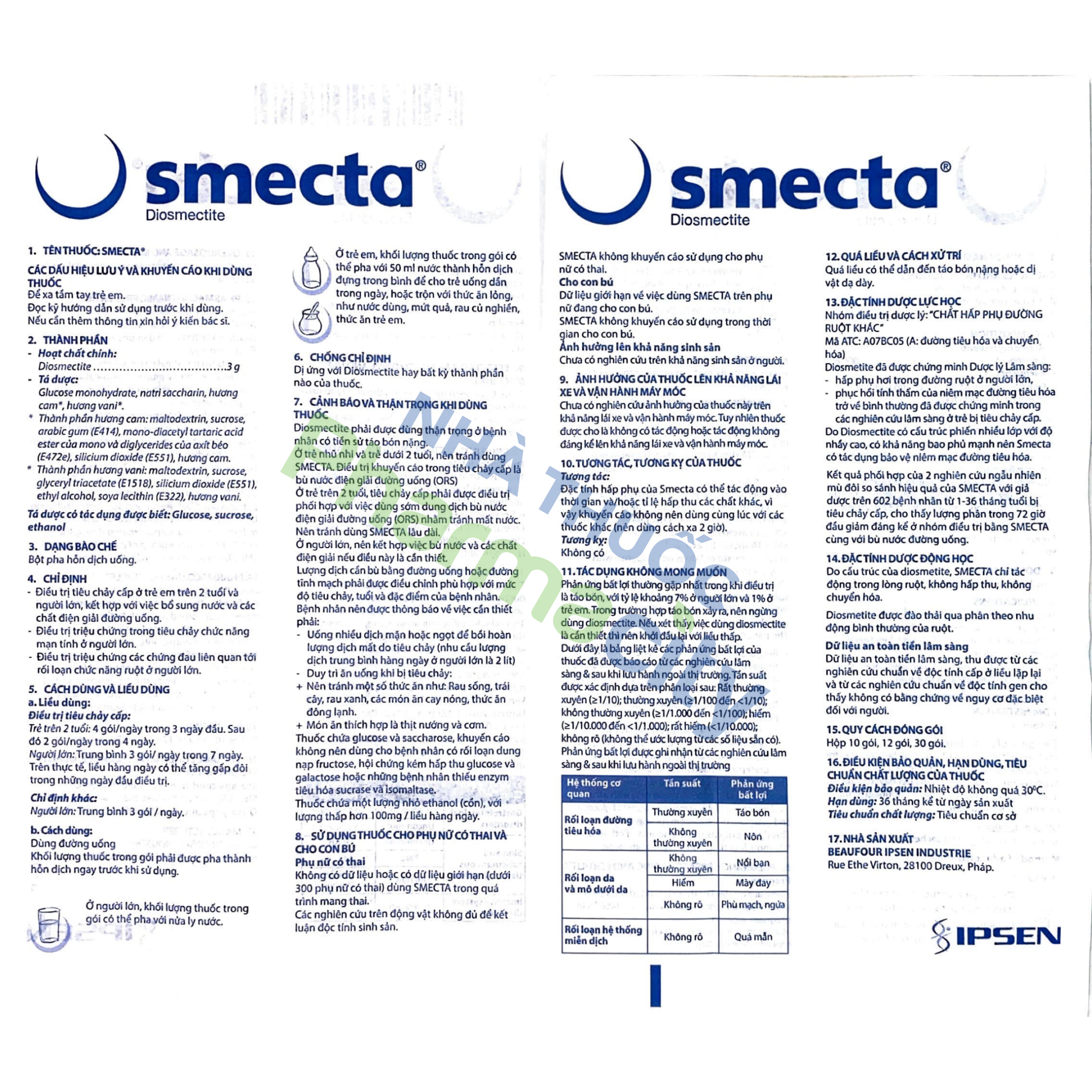 Bột pha uống Smecta điều trị tiêu chảy, rối loạn tiêu hóa (hộp 10 gói)