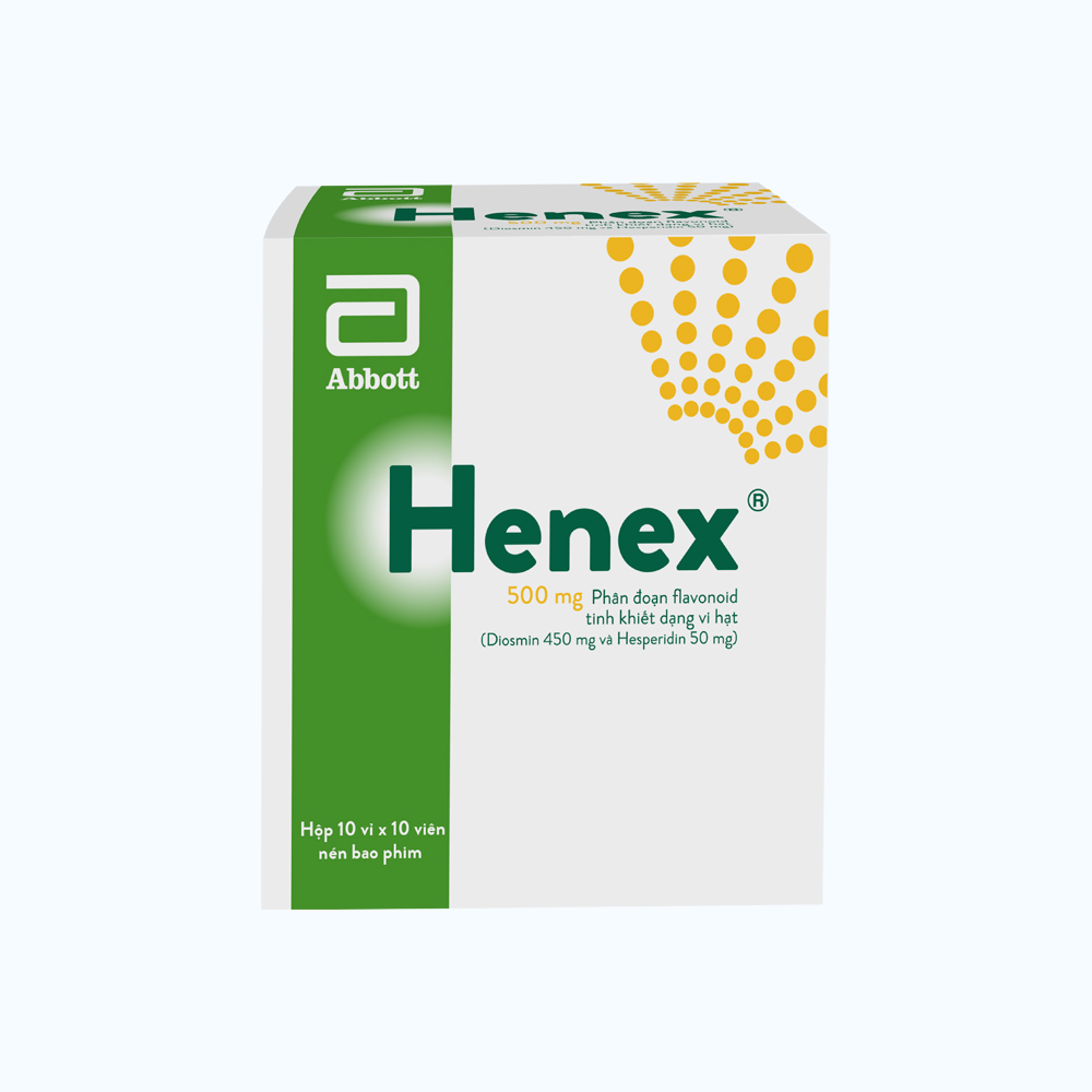 Viên bao phim Henex 500mg điều trị suy giãn tĩnh mạch, trĩ cấp và trĩ ...