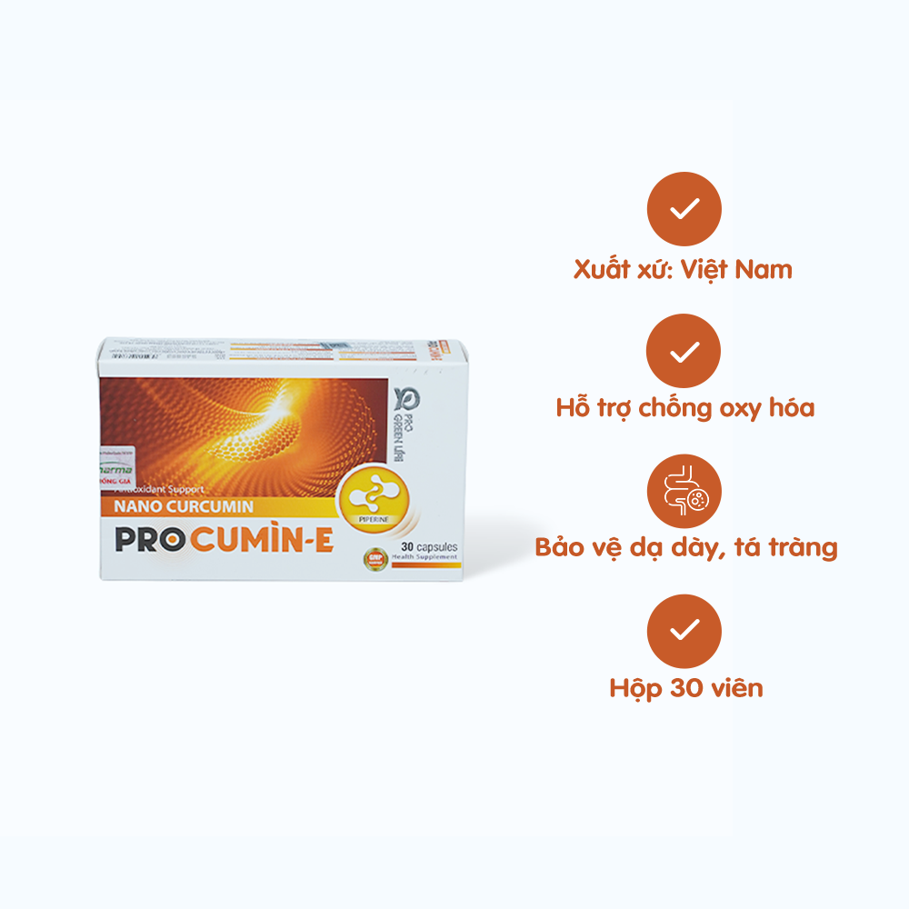 Viên Nghệ Procumin-E: Bảo Vệ Niêm Mạc Dạ Dày (Hộp 3 Vỉ X 10 Viên)
