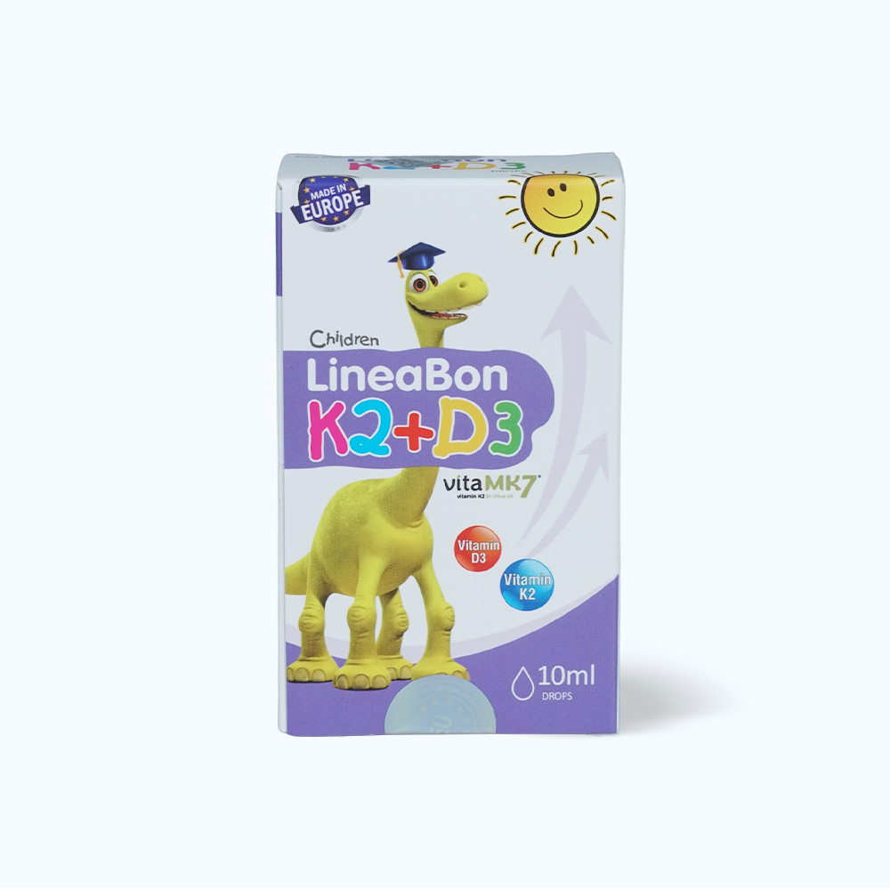 Lineabon K2+D3: Bé Ngủ Ngon, Tăng Chiều Cao (Chai 10Ml)