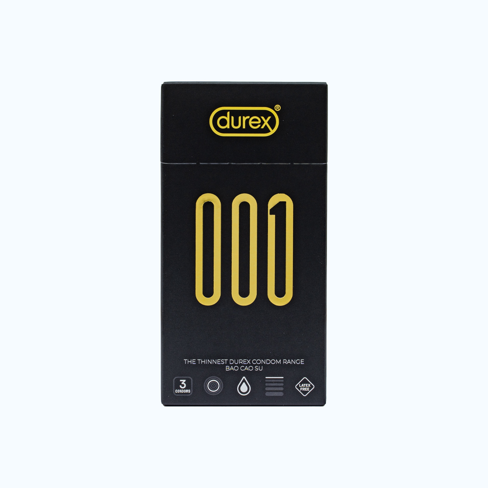 Bao Cao Su Durex 001 Siêu Mỏng, Hộp 3 Bao, Mới Ra Mắt