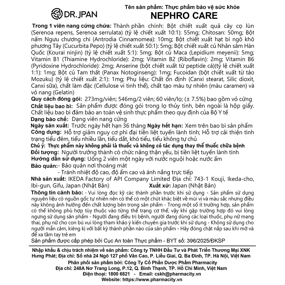 Thực phẩm bảo vệ sức khỏe Nephro Care (Hộp 60 viên)