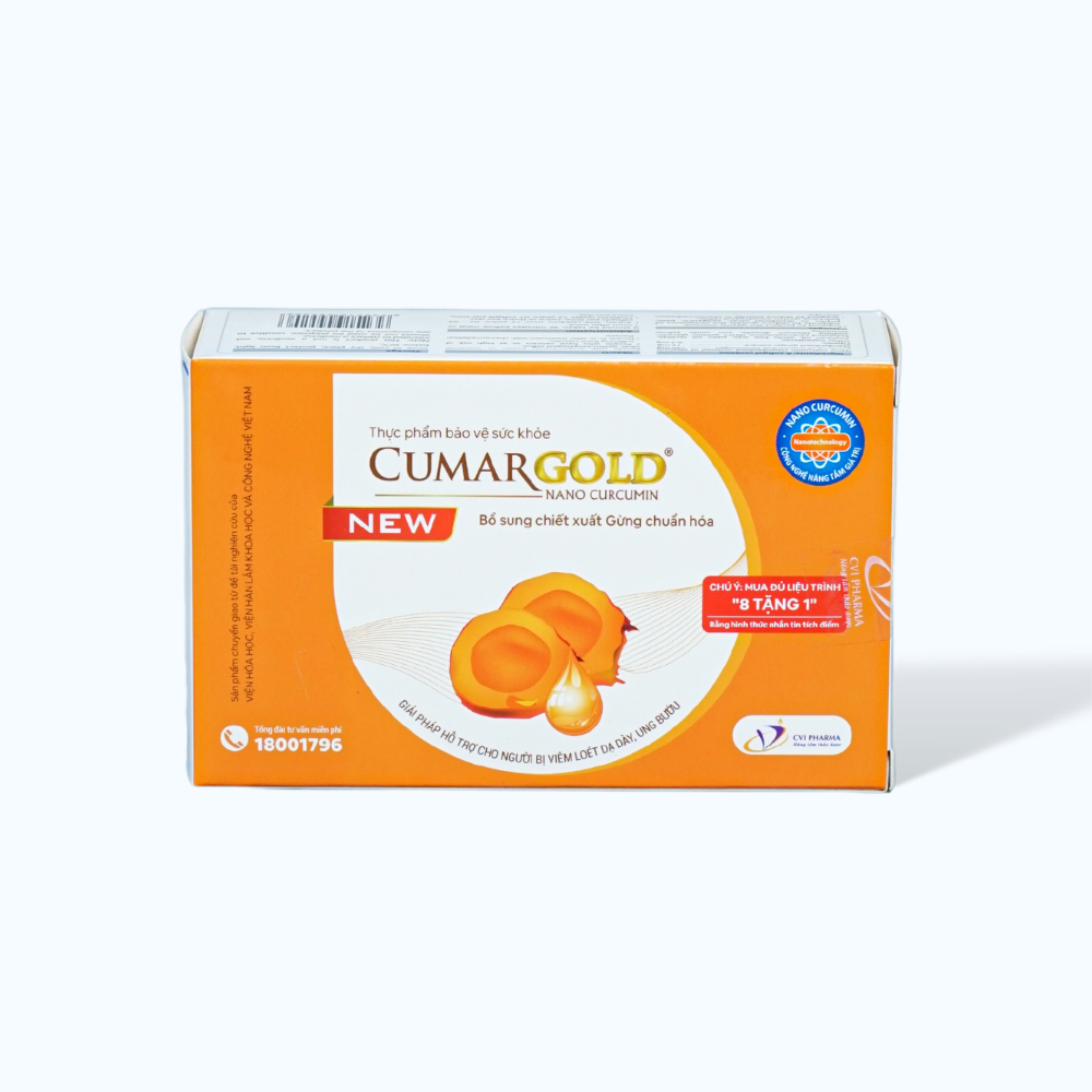 Viên uống CumarGold New hỗ trợ giảm viêm loét dạ dày, tá tràng (Hộp 4 ...