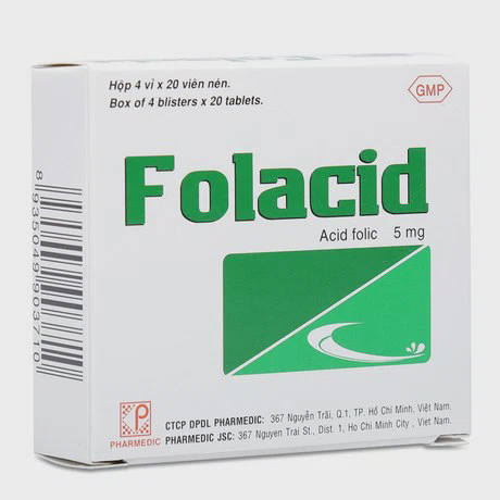 Viên nén Folacid điểu trị và phòng tình trạng thiếu acid folic (4 vỉ x ...