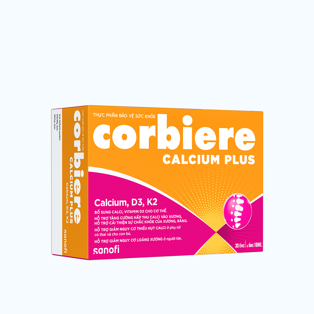 Thuốc Corbiere Calcium Plus Sanofi hỗ trợ hấp thu canxi (30 ống x 10ml)