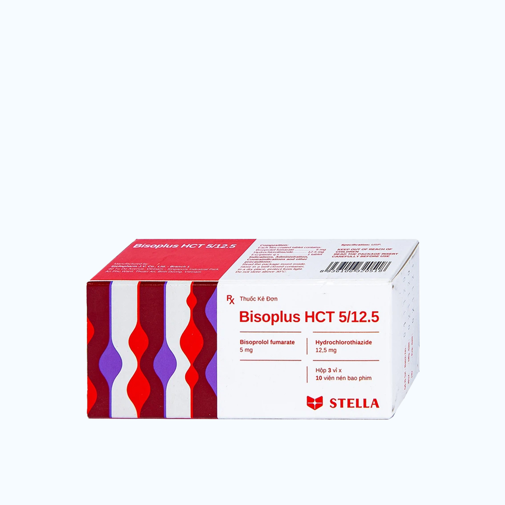Viên nén Bisoplus HCT 5mg/12.5mg điều trị tăng huyết áp (3 vỉ x 10 viên)