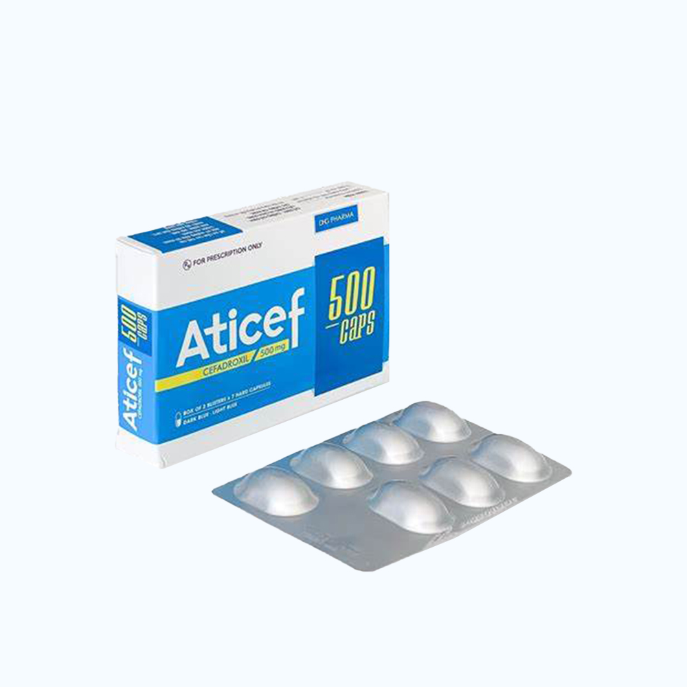 Viên nén Aticef 500mg điều trị nhiễm khuẩn đường tiểu, da, viêm họng ...