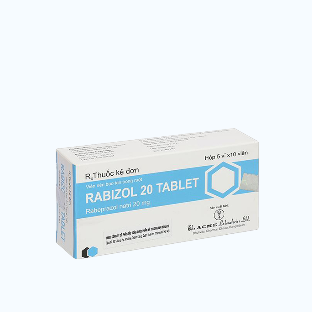 Viên bao tan ở ruột Rabizol 20mg Acme điều trị viêm loét dạ dày, tá ...