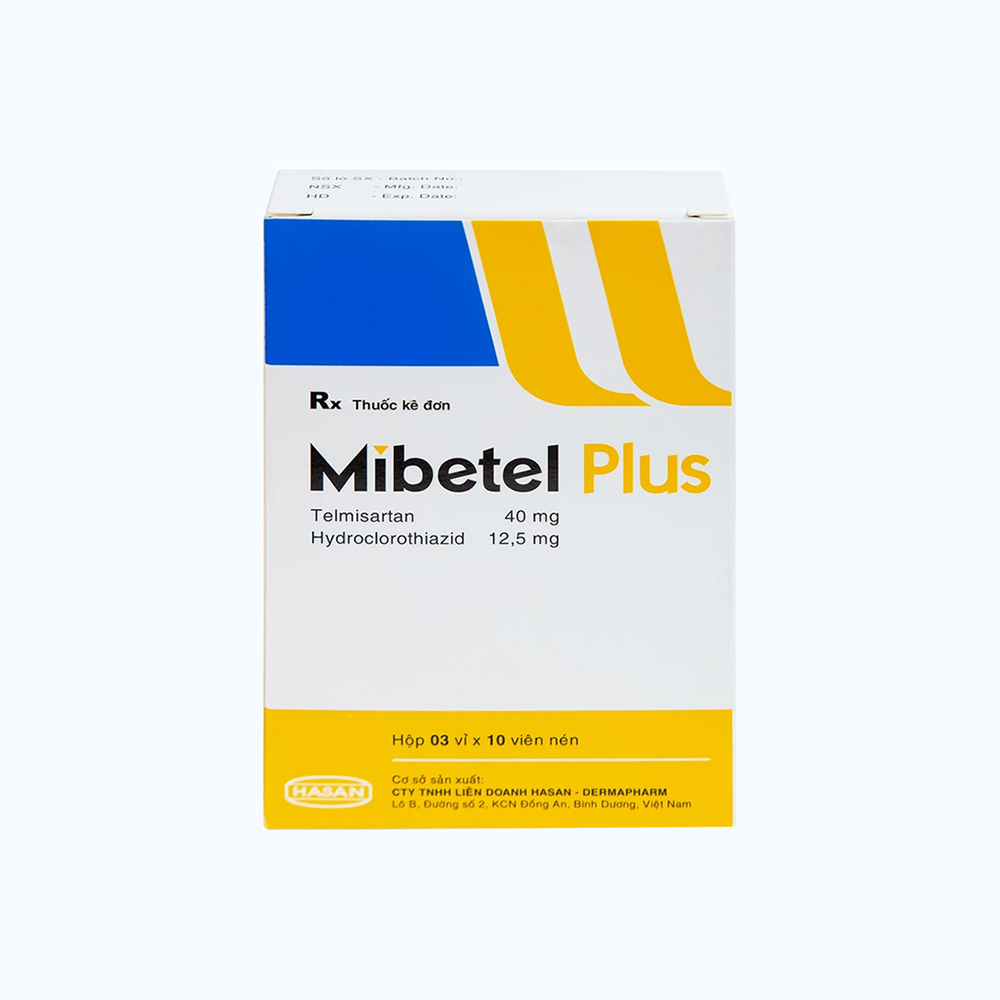 Viên nén Mibetel Plus Hasan 40mg/12.5mg điều trị tăng huyết áp (3 vỉ x ...