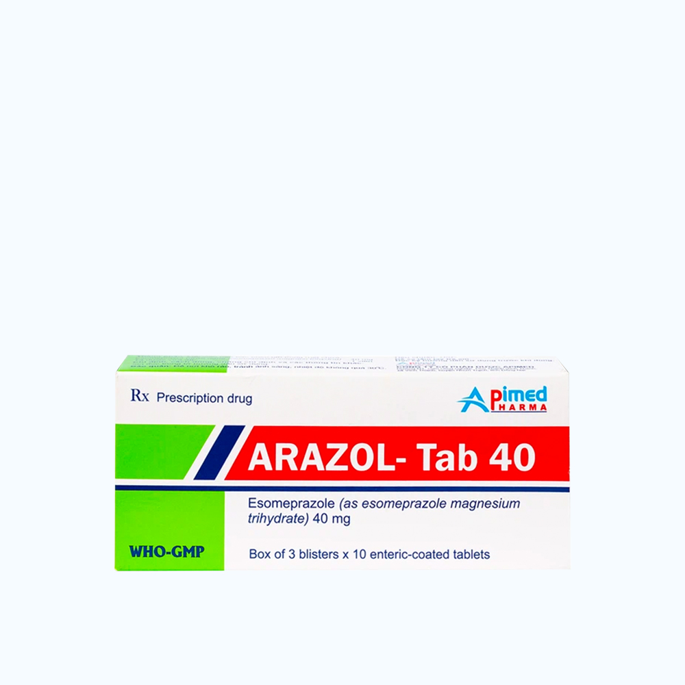Viên bao tan ở ruột Arazol 40mg trị viêm loét dạ dày tá tràng (3 vỉ x ...