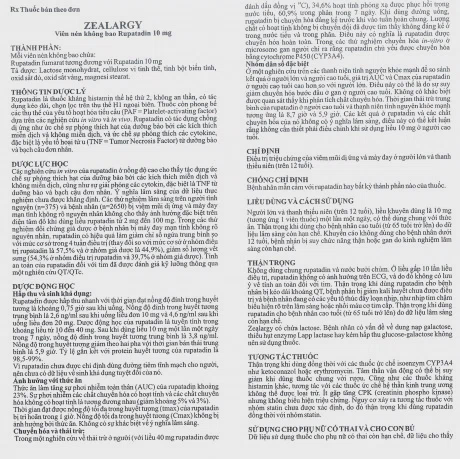 Viên nén Zealargy 10mg điều trị chứng viêm mũi dị ứng và mày đay (3 vỉ ...