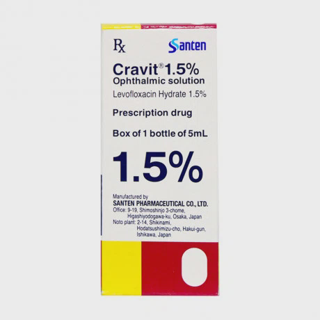 Thuốc nhỏ mắt Cravit 1.5% Ophthalmic Solution điều trị các bệnh nhiễm ...
