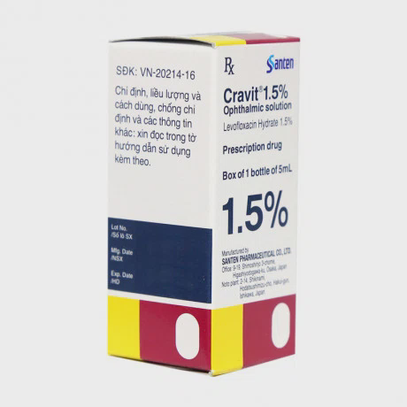Thuốc nhỏ mắt Cravit 1.5% Ophthalmic Solution điều trị các bệnh nhiễm ...