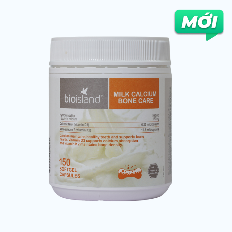 Bổ Sung Canxi, K2 và D3 Bioisland Milk Calcium Bone Care (Hộp 150 viên)
