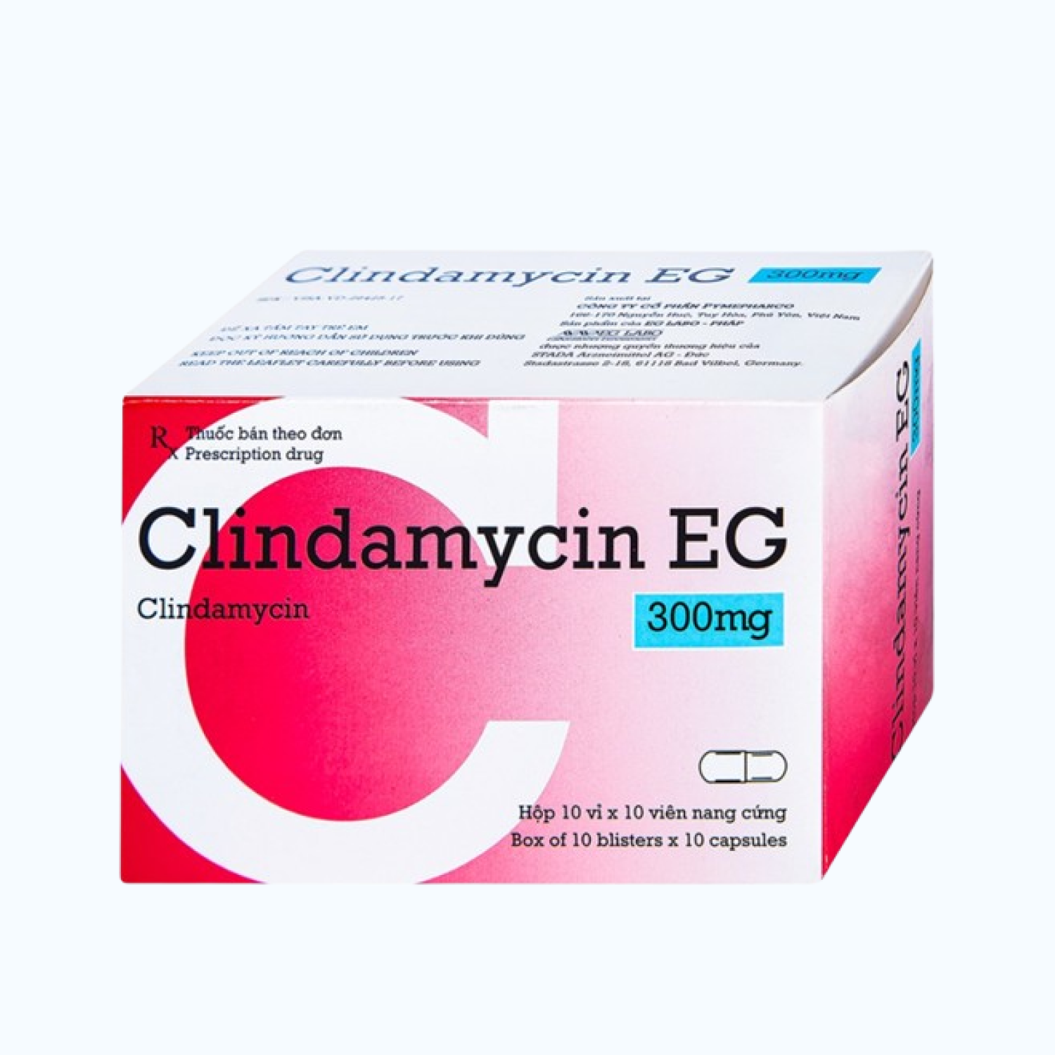 Viên nang Clindamycin EG 300mg điều trị nhiễm khuẩn (10 vỉ x10 viên)