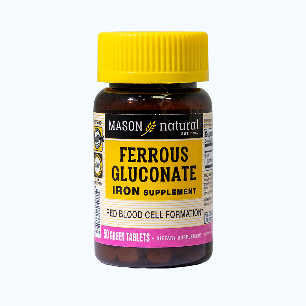 Viên uống Sắt hữu cơ Mason Natural Ferrous Gluconate (Hộp 50 viên)