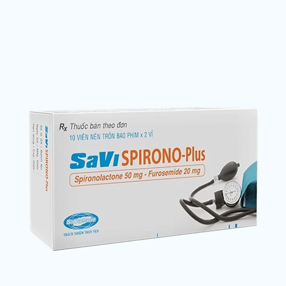 Savi Spirono-Plus 50mg/20mg Savi (Hộp 2 vĩ x 10 viên)