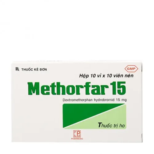 Viên nén Methorfar 15mg điều trị ho do kích ứng, ho không đờm, mạn tính ...