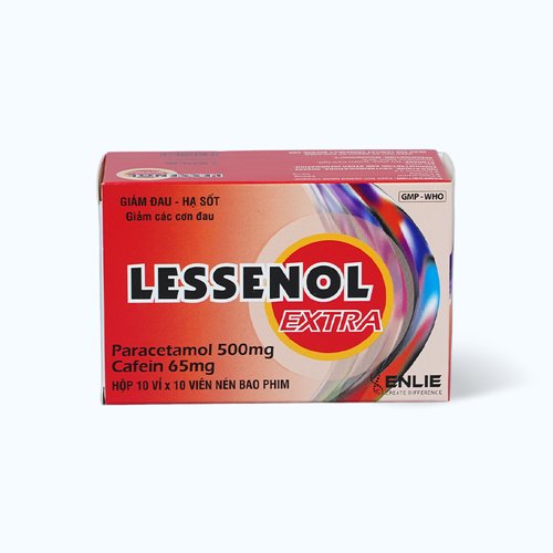 Viên nén Lessenol Extra điều trị triệu chứng cảm cúm: đau đầu, sốt, đau ...