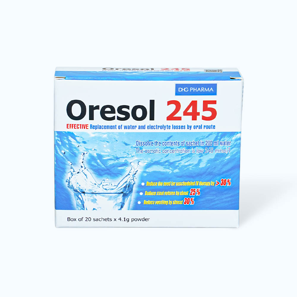 Thuốc bột Oresol 245 DHG điều trị mất nước (20 gói x 4,1g)
