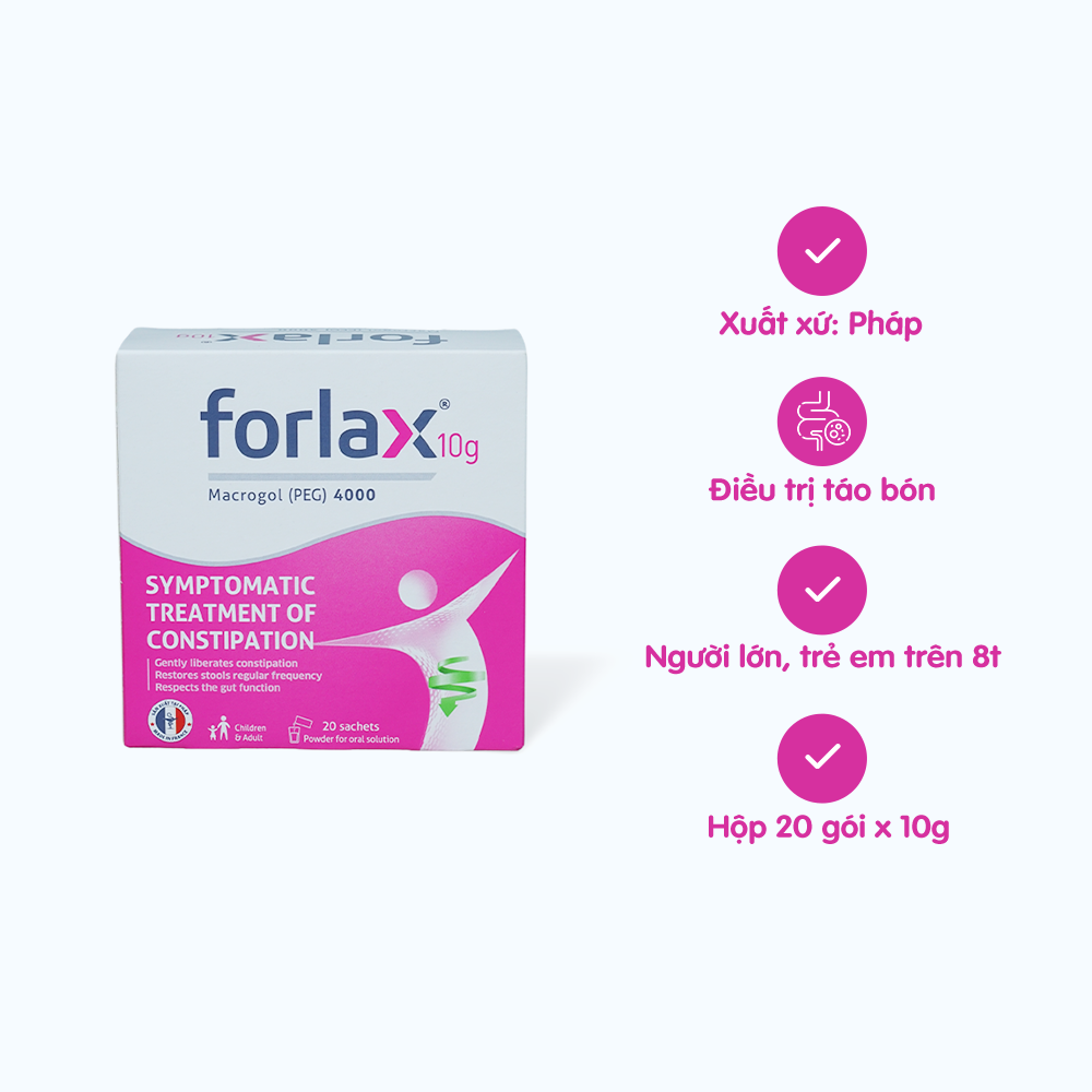 Bột pha uống Forlax trị táo bón (20 gói x 10,176g)