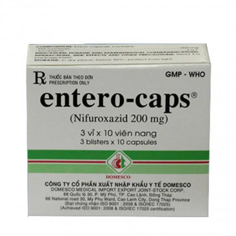 Viên nang cứng Entero-caps 200 mg điều trị tiêu chảy cấp tính (3 vỉ x ...